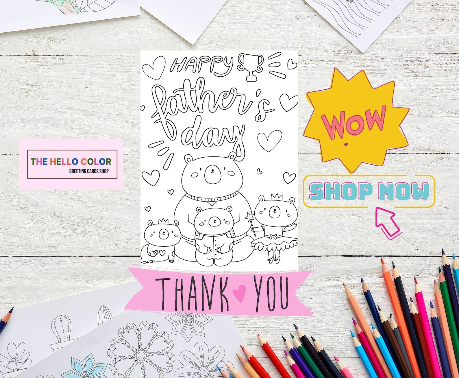 Printable Coloring Father's Day Card, Happy Fathers Day Card,fun ...