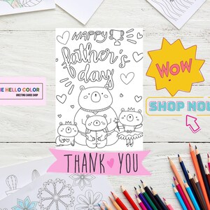 Printable Coloring Father's Day Card, Happy Fathers Day Card,fun ...