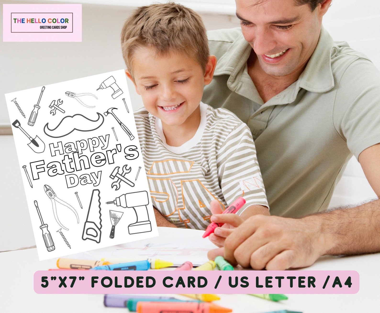 Printable Coloring Father's Day Card, Happy Fathers Day Card,fun ...