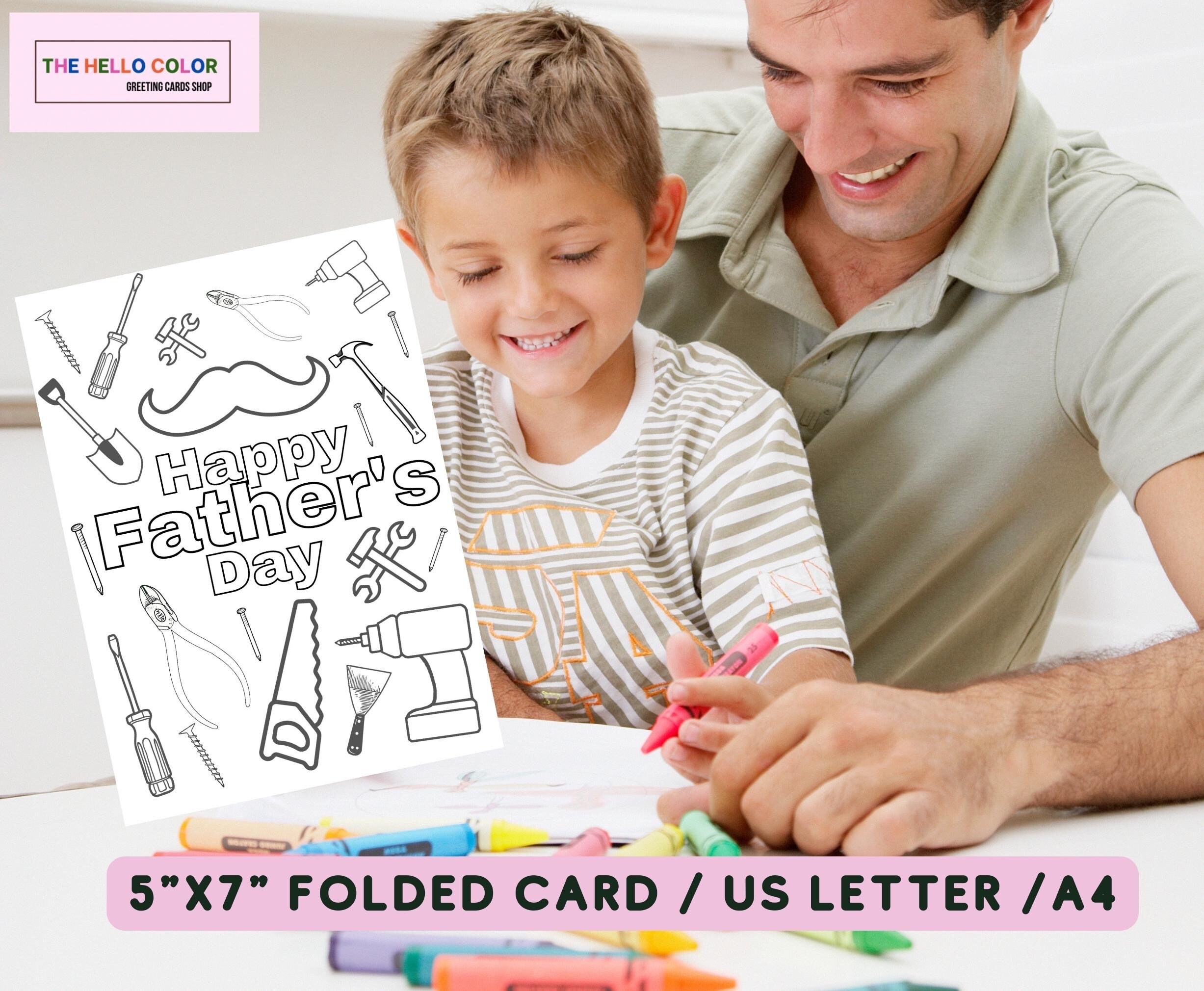 Printable Coloring Father's Day Card, Happy Fathers Day Card,fun ...