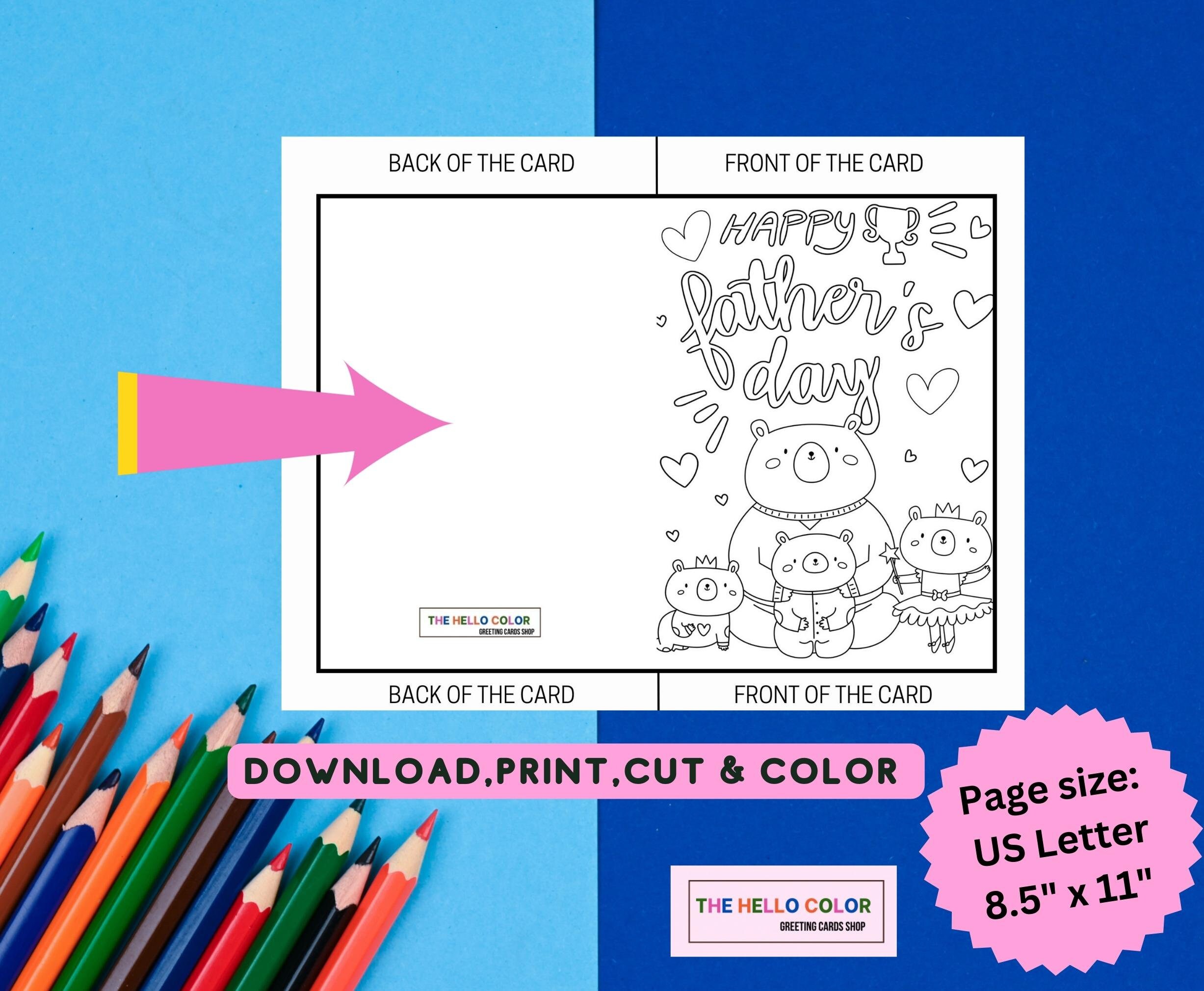 Printable Coloring Father's Day Card, Happy Fathers Day Card,fun ...
