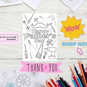Printable Coloring Father's Day Card, Happy Fathers Day Card,fun ...