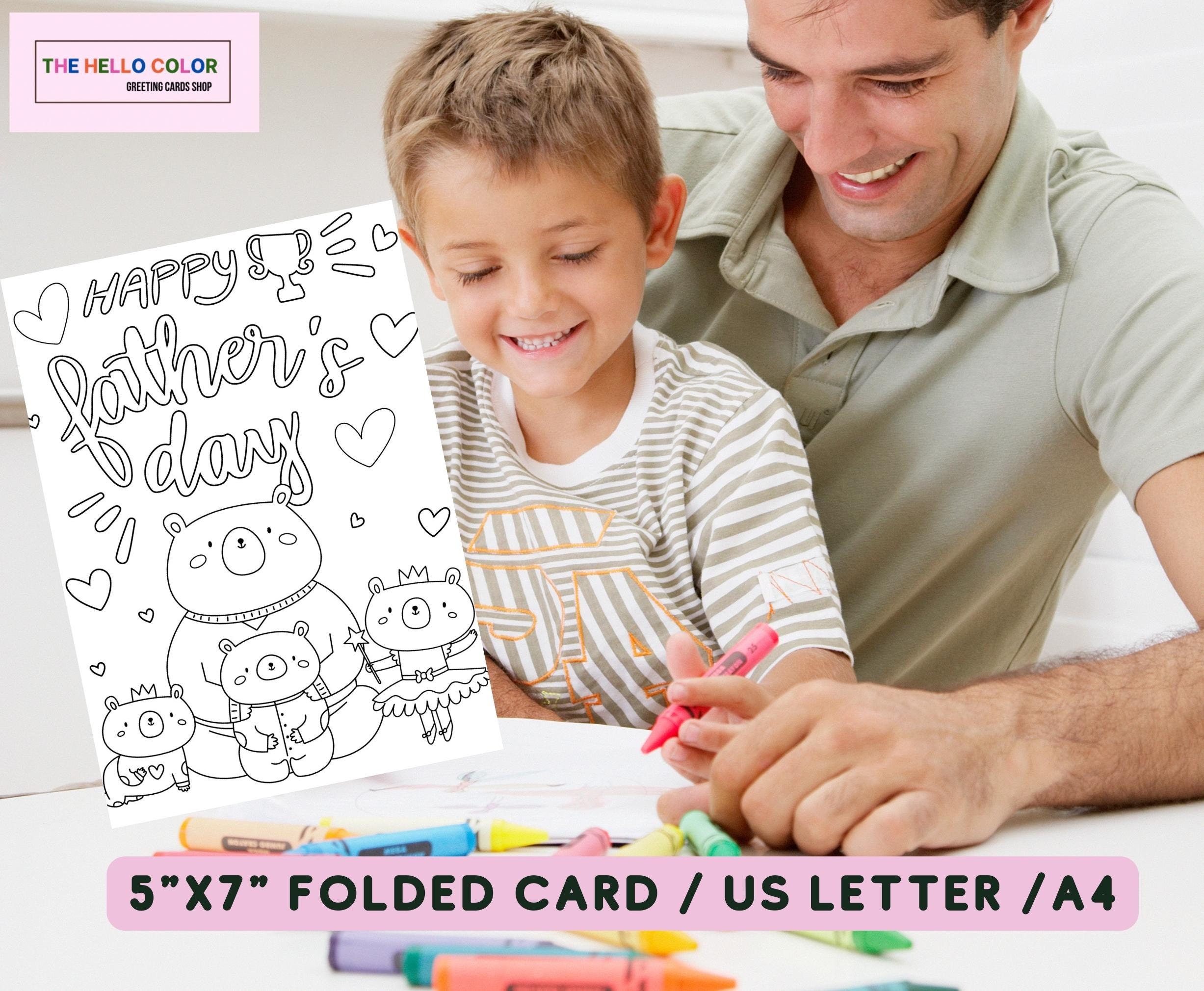 Printable Coloring Father's Day Card, Happy Fathers Day Card,fun ...