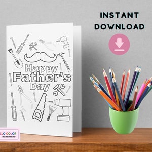 Printable Coloring Father's Day Card, Happy Fathers Day Card,fun ...