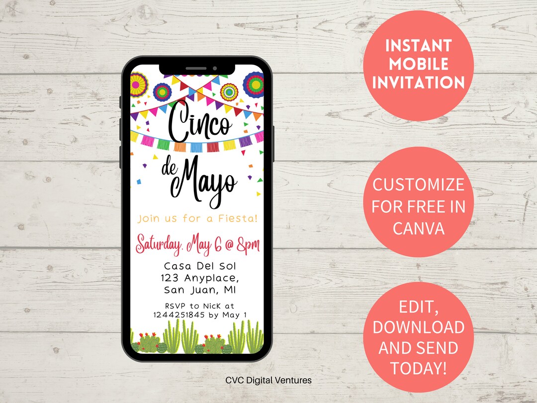 Editable Cinco De Mayo Party Invitation, Cinco De Mayo Invitations ...