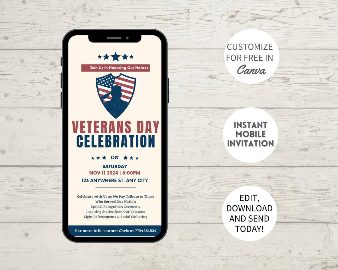 Editable Veterans Day Party, Happy Veterans Day, Thank You Veterans ...