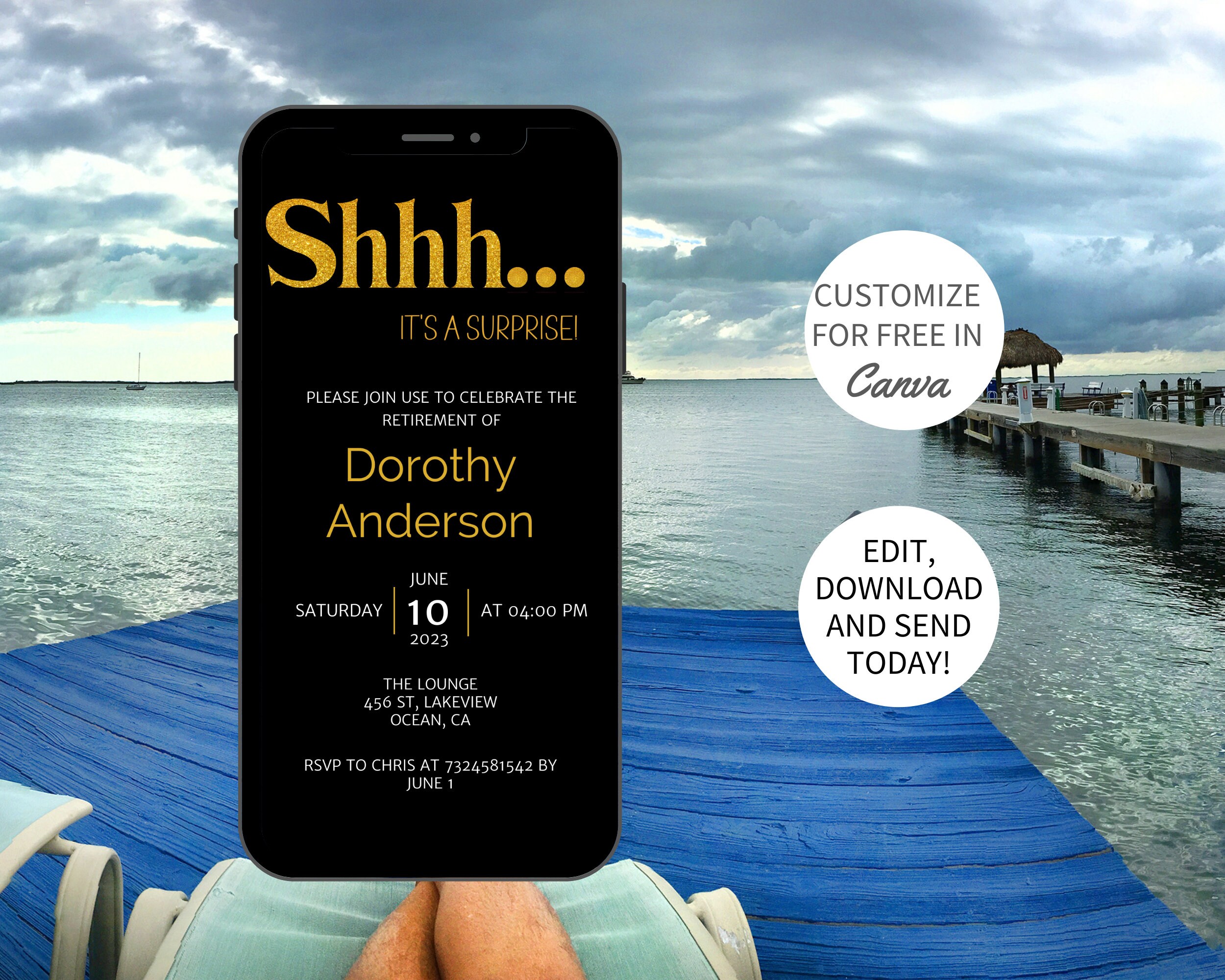 Surprise Retirement Party Invitation: Editable Digital Template - Etsy