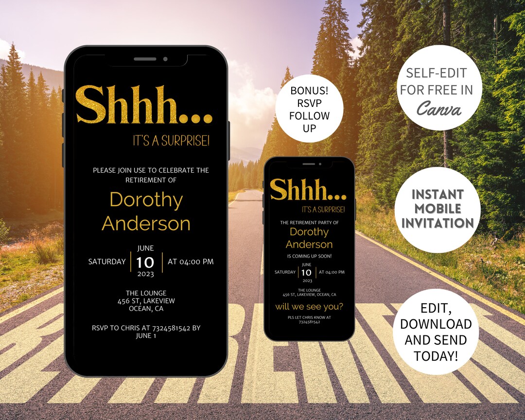 Surprise Retirement Party Invitation: Editable Digital Template - Etsy