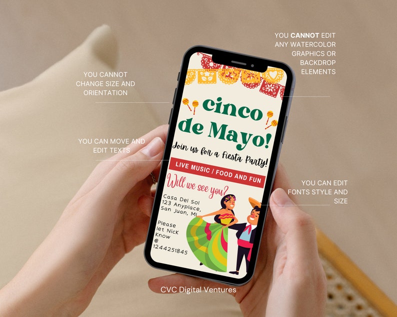 Editable Cinco De Mayo Party Invitation: Mobile Fiesta Invite (digital ...