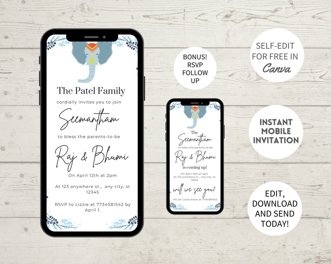 Seemantham Digital Invite, Sreemantham Invite, Indian Baby Shower ...