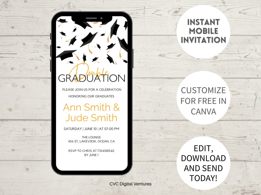 Graduation Party Invitations for Twins, Double Graduation Party ...