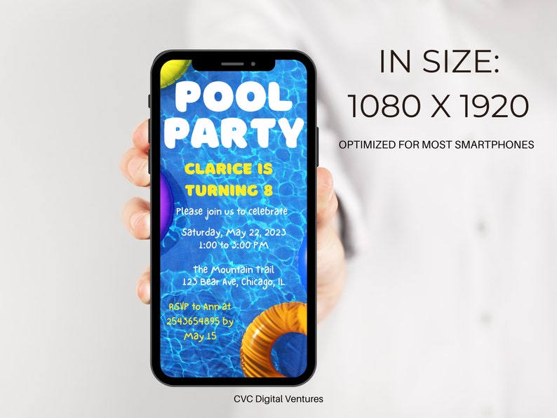 Editable Pool Party Text Invitation, Summer Evite Birthday iPhone ...