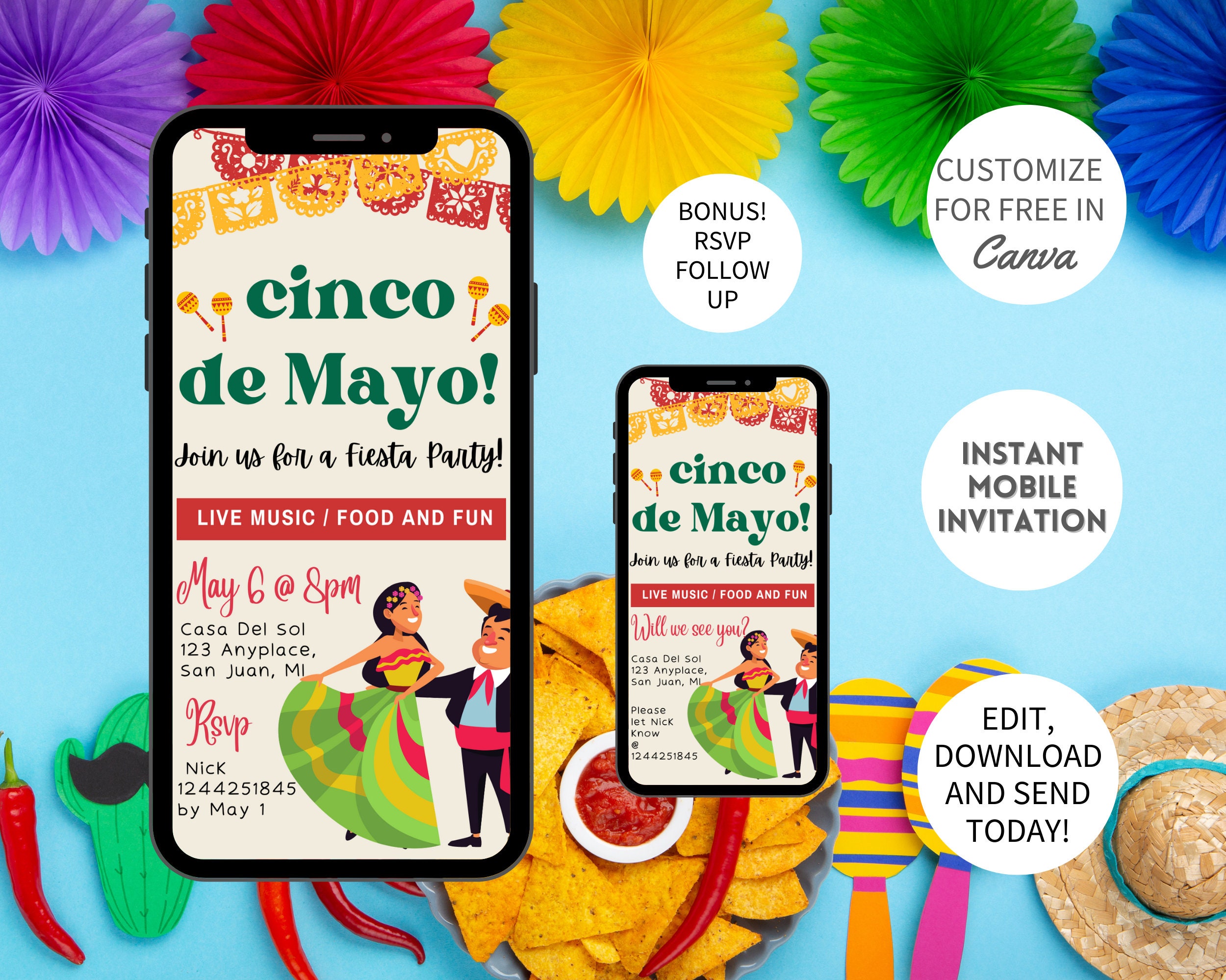 Editable Cinco De Mayo Party Invitation, Cinco De Mayo Invitations ...