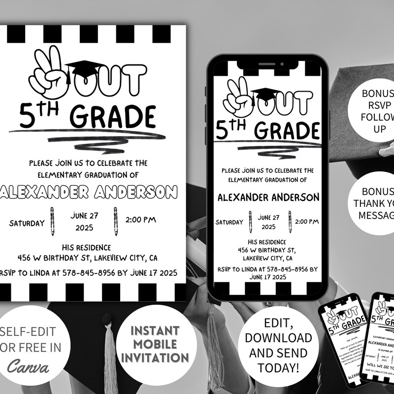 Fifth Grade Invitations - Etsy