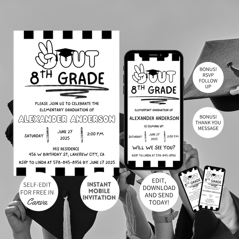 8th Grade Graduation Invitations - Etsy