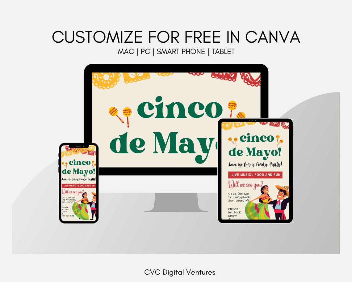Editable Cinco De Mayo Party Invitation, Cinco De Mayo Invitations ...