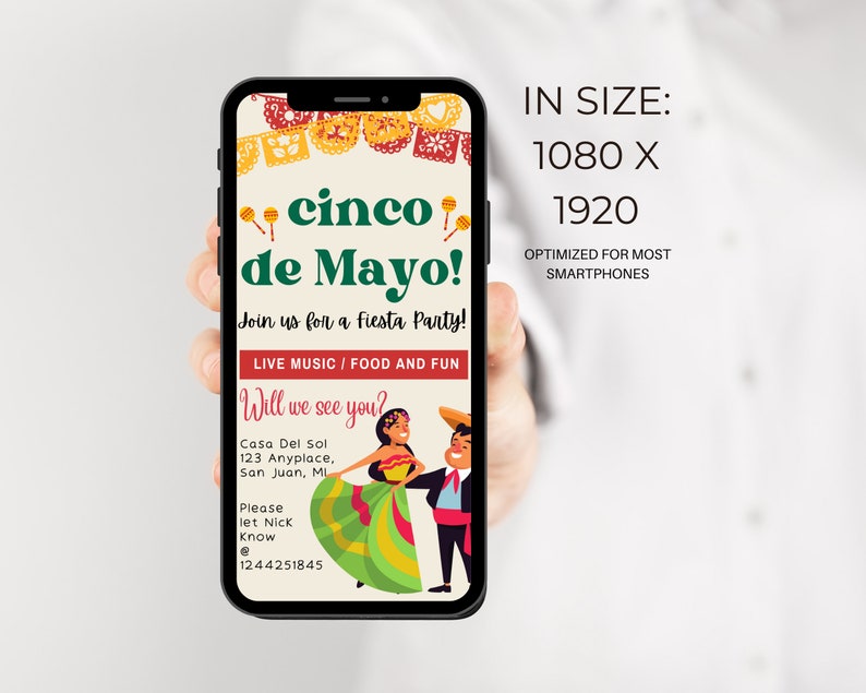 Editable Cinco De Mayo Party Invitation: Mobile Fiesta Invite (digital ...