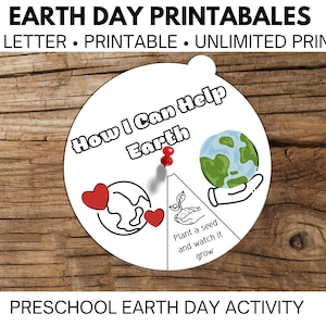 Earth Day Printables Preschool, Printable Spinner Wheel Activity, Earth ...