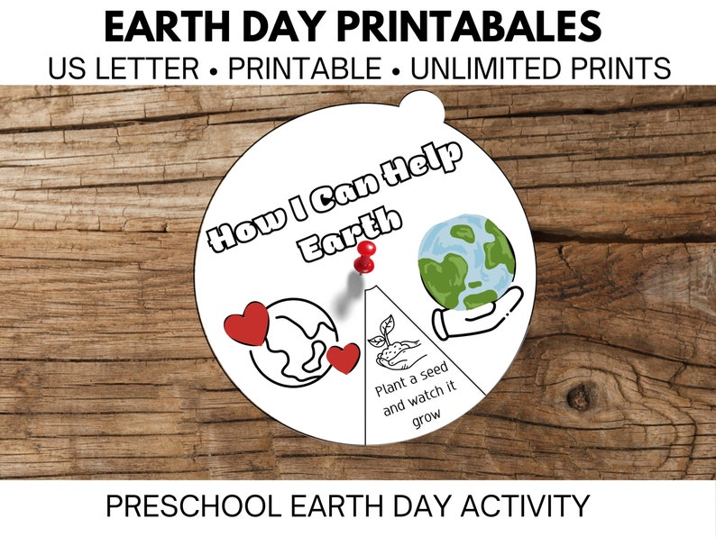 Earth Day Printables Preschool, Printable Spinner Wheel Activity, Earth ...