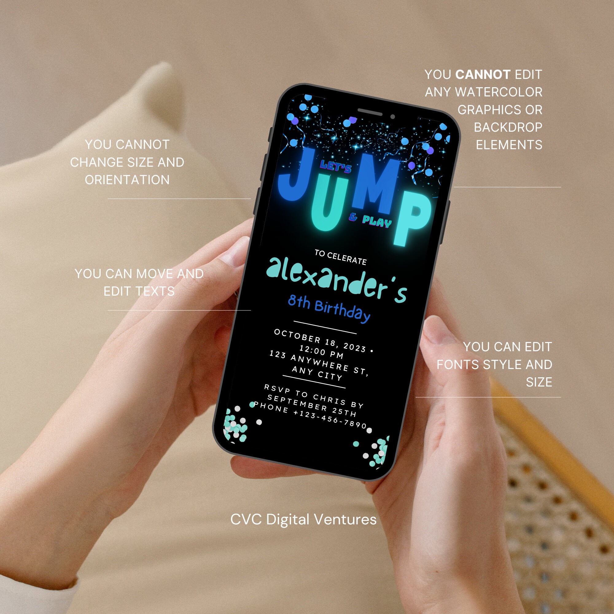 EDITABLE Jump Birthday Party Invitation Jump Party - Etsy