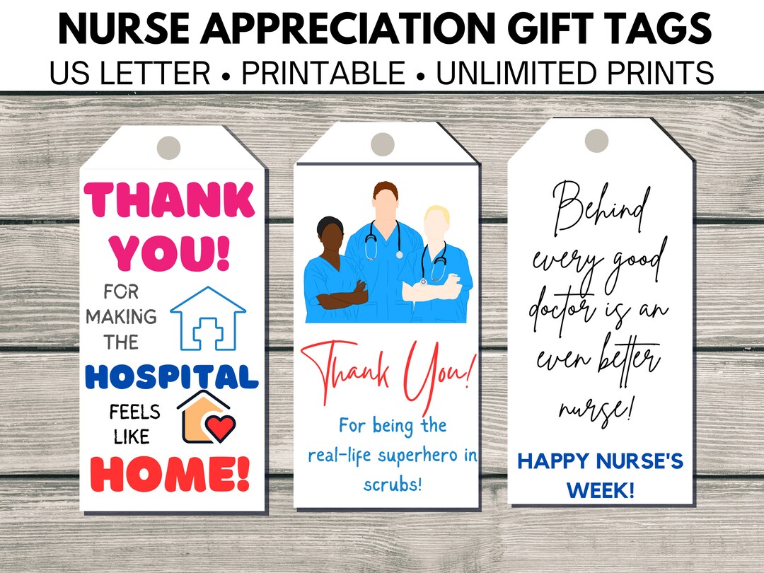 Nurse Appreciation Gift Tag Printable, Nurse Appreciation Week Diy ...