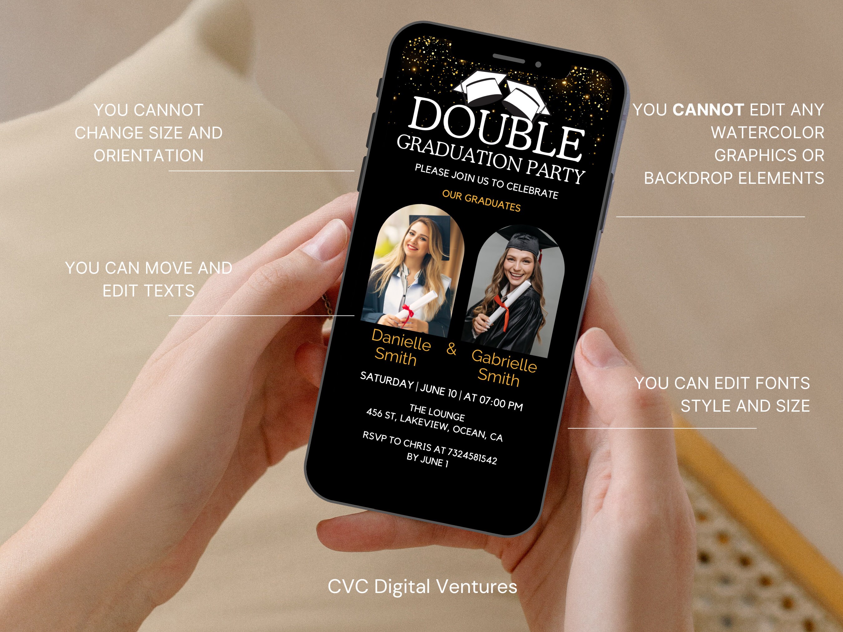 Graduation Party Invitations for Twins With Photo, Double Graduation ...