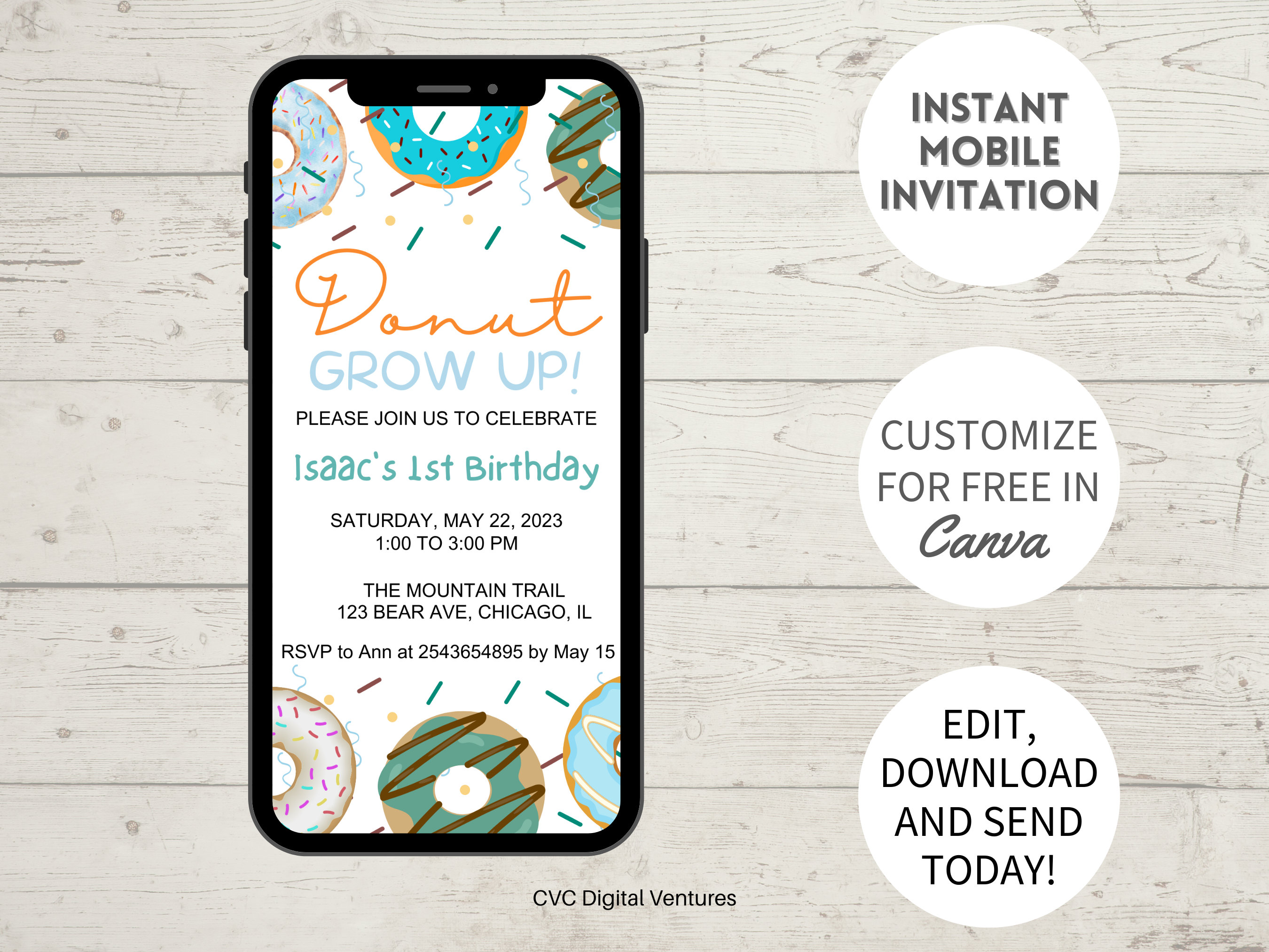 Editable Donut Birthday Invitation: Donut Grow up Theme (digital) - Etsy