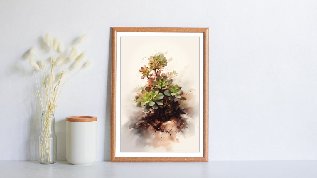 Lush Sedum Succulent Watercolor Poster Botanical Garden Art Print for ...