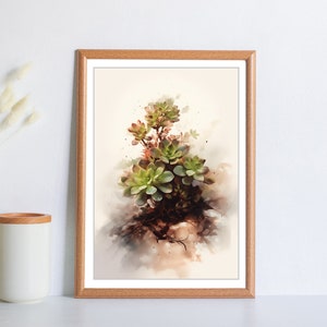 Lush Sedum Succulent Watercolor Poster Botanical Garden Art Print for ...