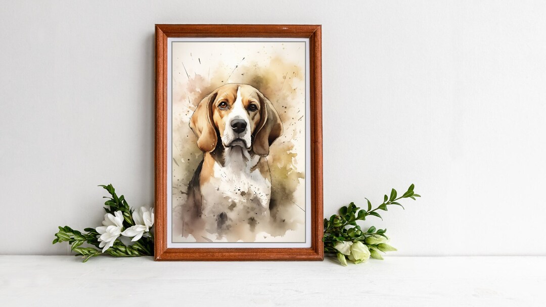 Charming Beagle Watercolor Poster Expressive Dog Breed Art Print for ...