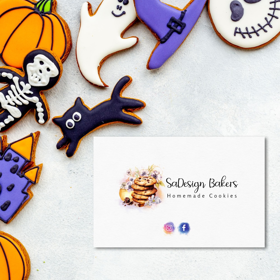 Editable Watercolor Cookie Baking Logo for Home Bakers DIY Baking Logo ...