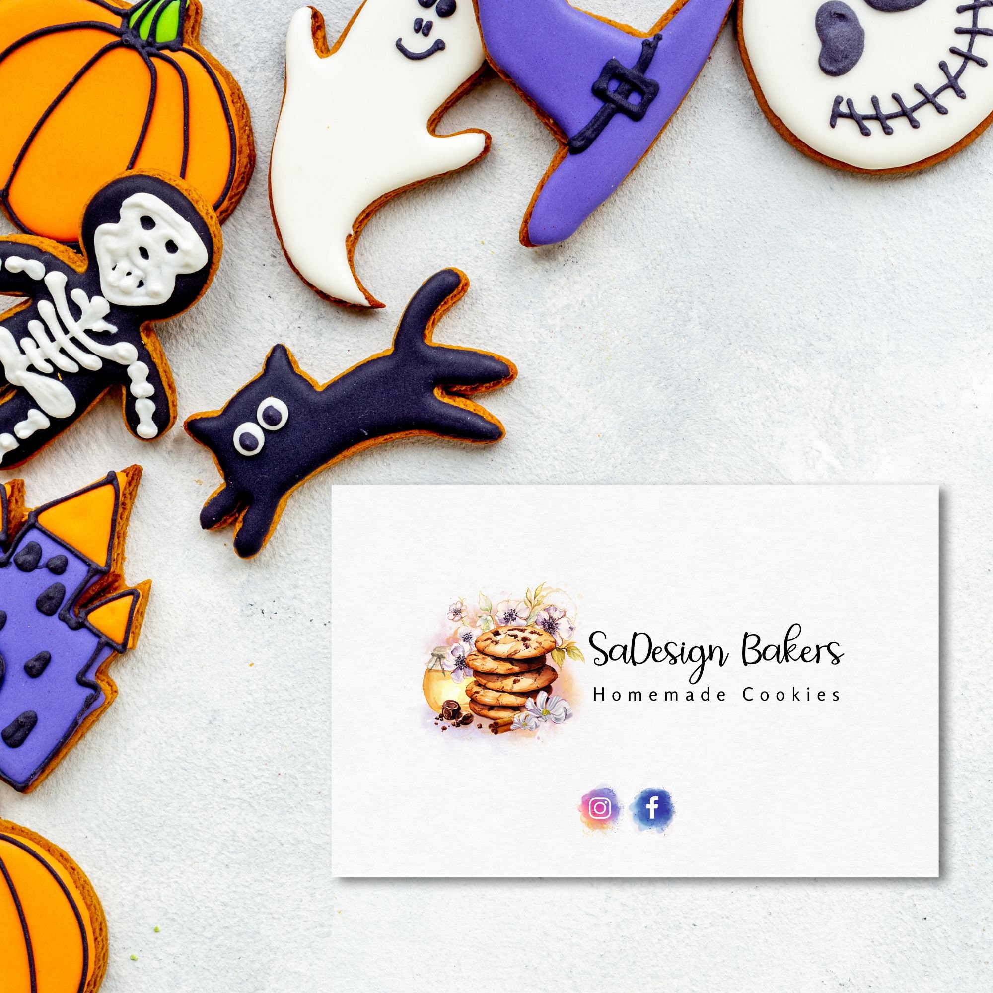 Editable Watercolor Cookie Baking Logo for Home Bakers DIY Baking Logo ...