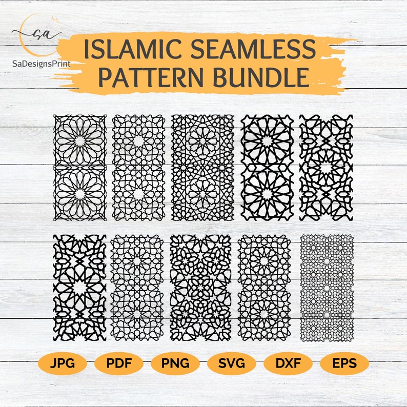 Islamic Seamless Background Pattern Svg Bundle Arabic Islamic Design ...