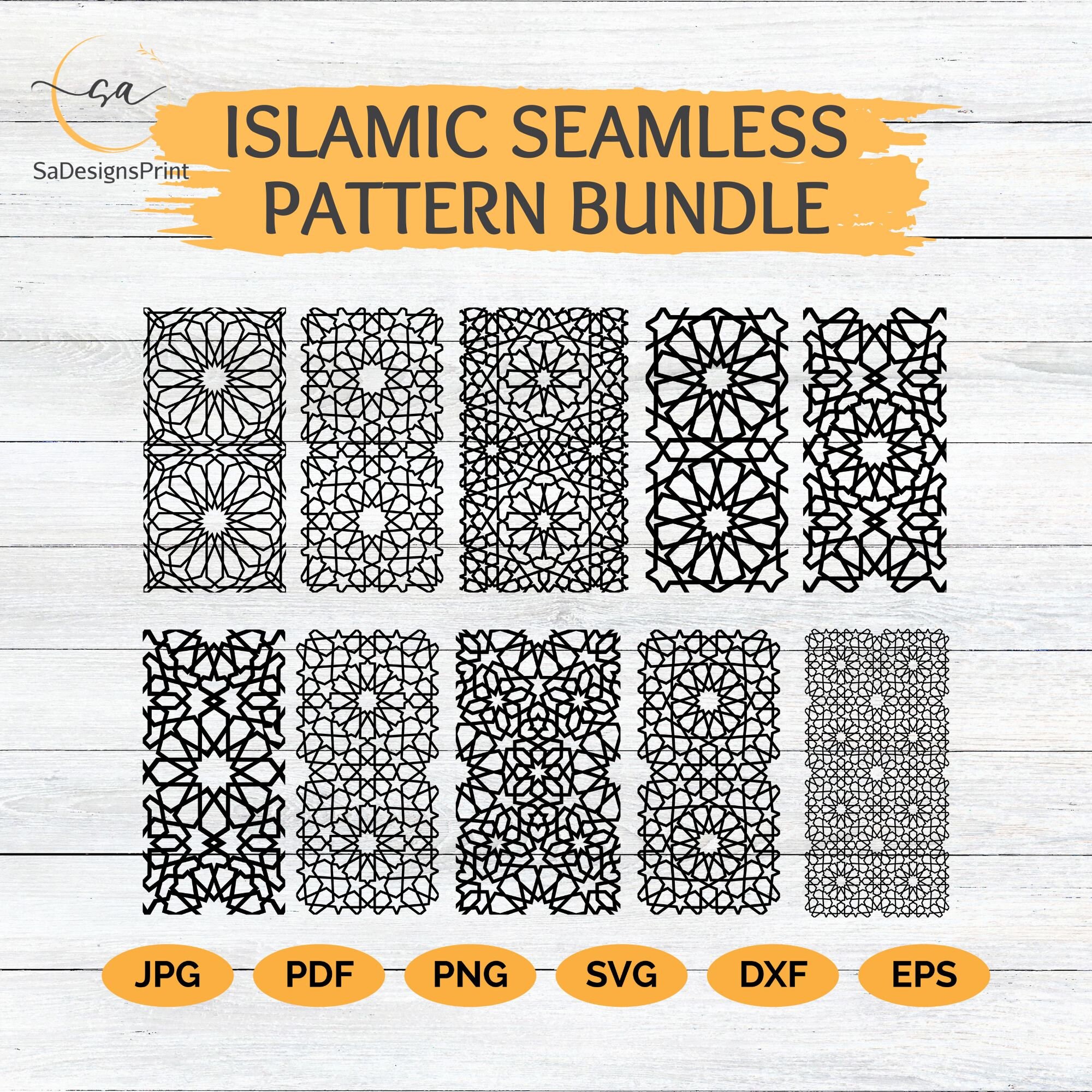 Islamic Seamless Background Pattern Svg Bundle Arabic Islamic Design ...