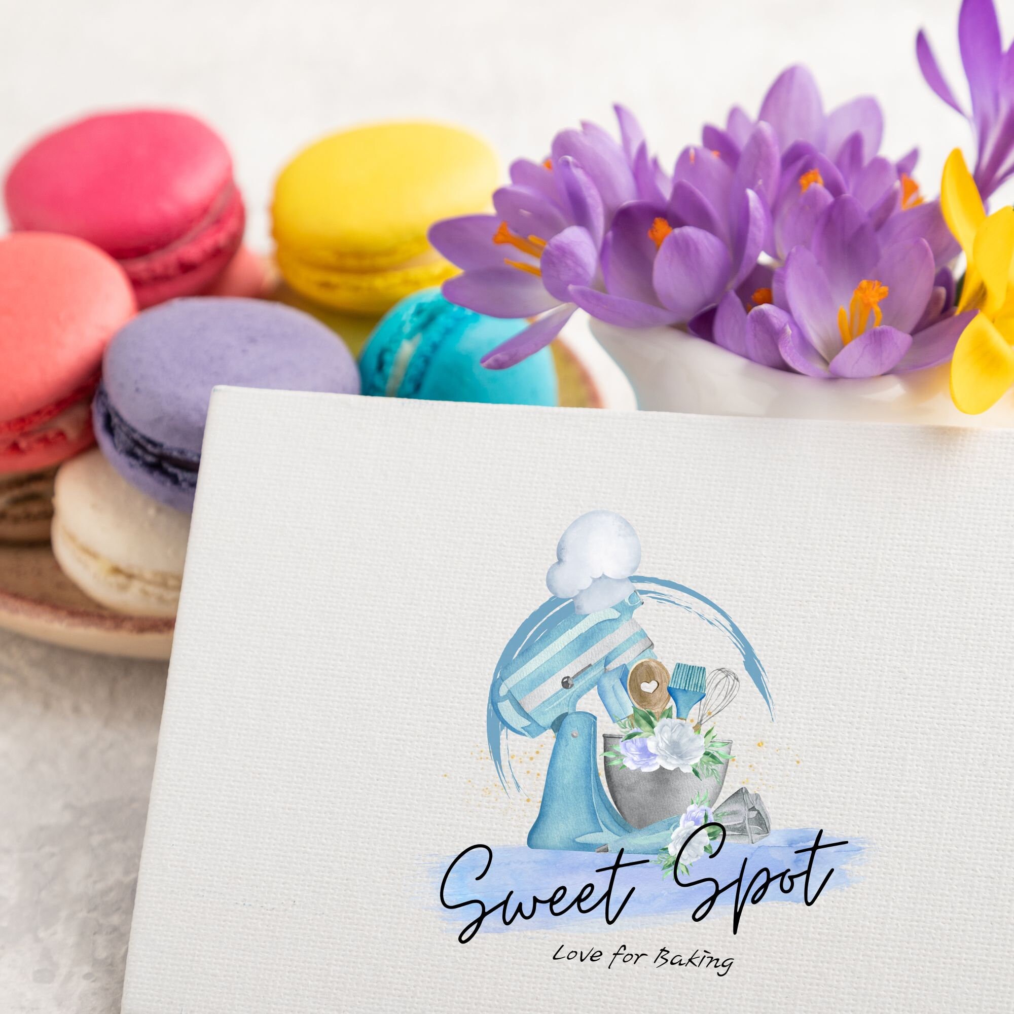 Editable Watercolor Baking Logo for Home Bakers DIY Bakery Logo for ...