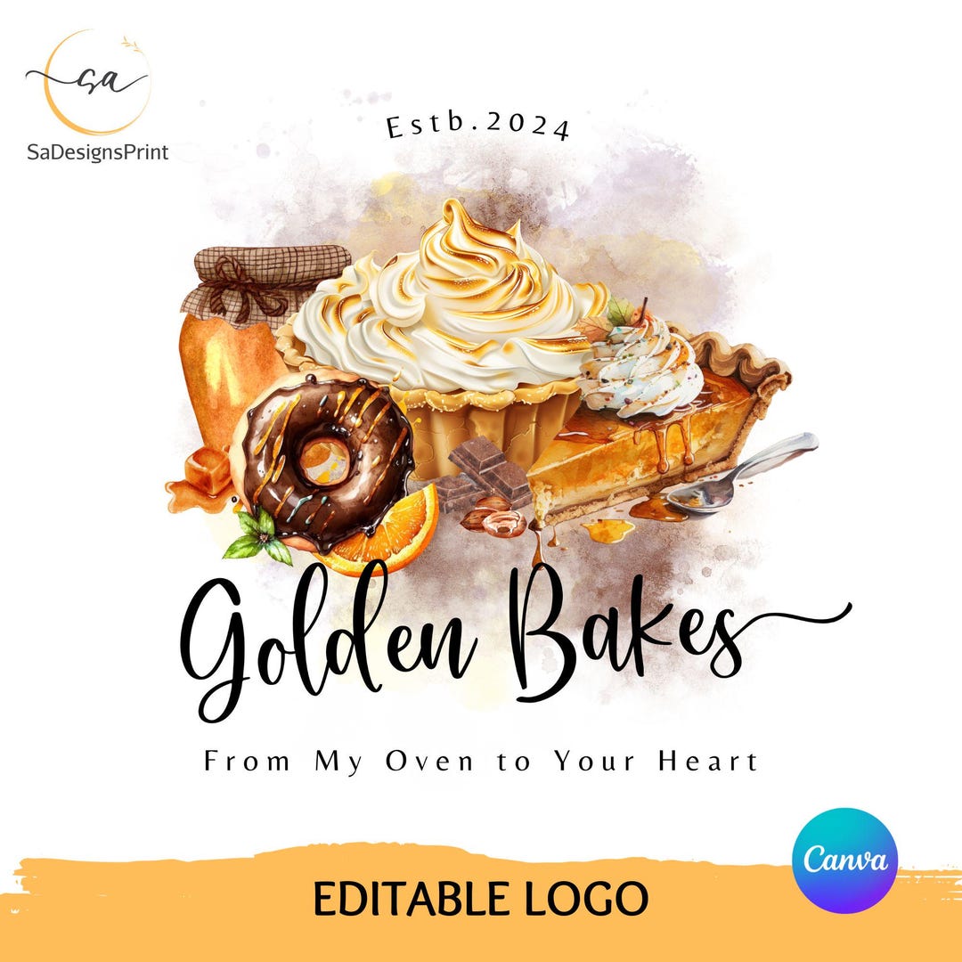 Editable Watercolor Baking Logo Modern Logo for Home Bakers DIY Bakery ...
