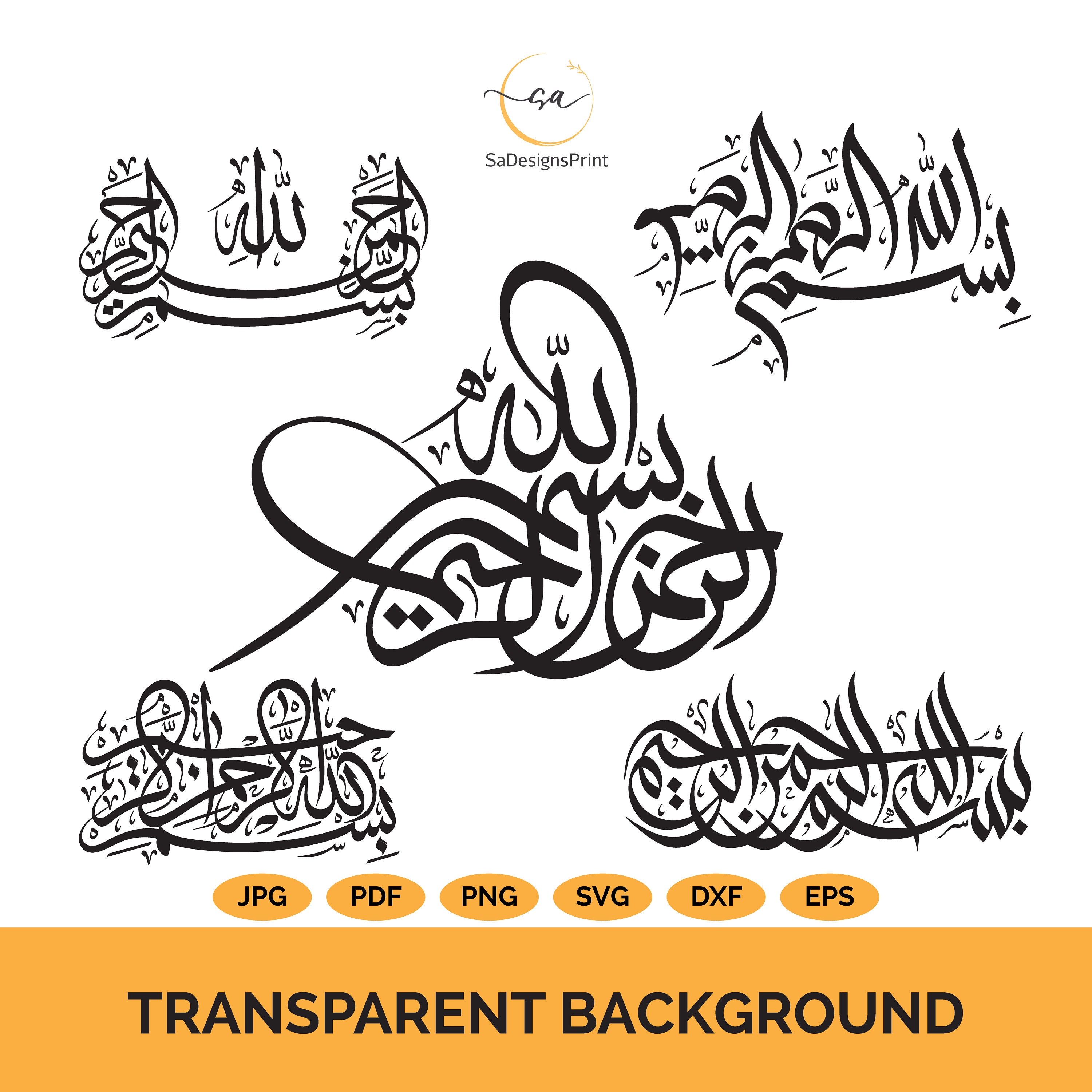 Bismillah Arabic Calligraphy Writing Svg Bundle Vector Cut Files for ...