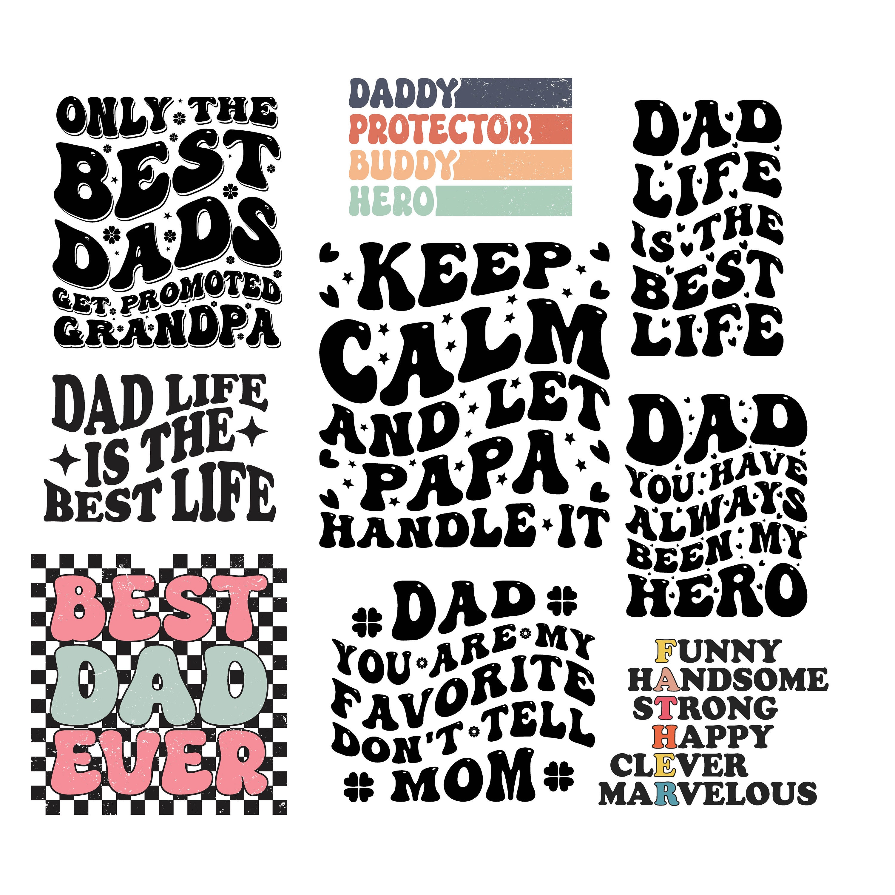 Dad Svg Bundle Father's Day Svg Png Designs Best Dad Quotes Bundle Gift ...