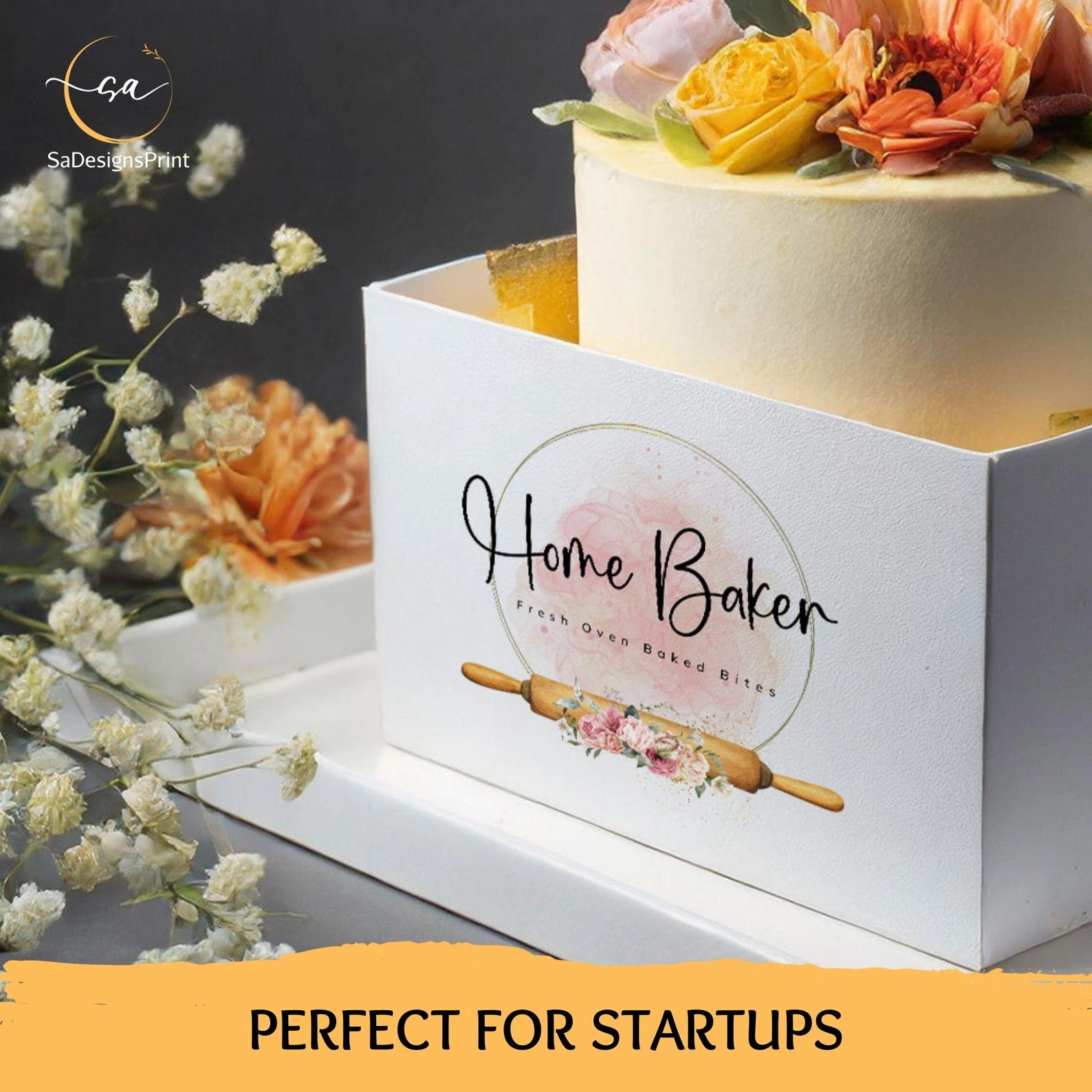 Editable Home Baker Logo DIY Home Bakery Business Logo Rolling Pin Logo ...