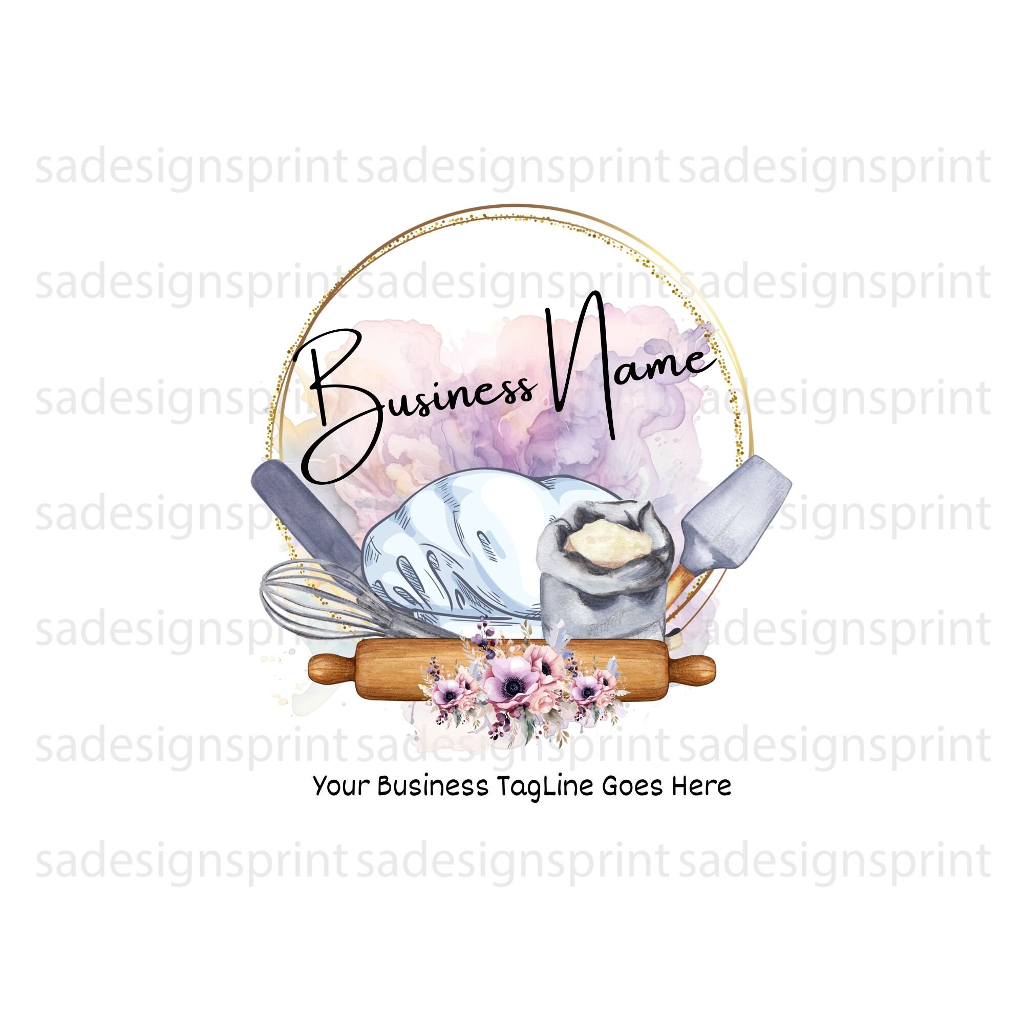 Editable Utensils Pastel Logo for Home Bakers DIY Bakery Logo for Cake ...