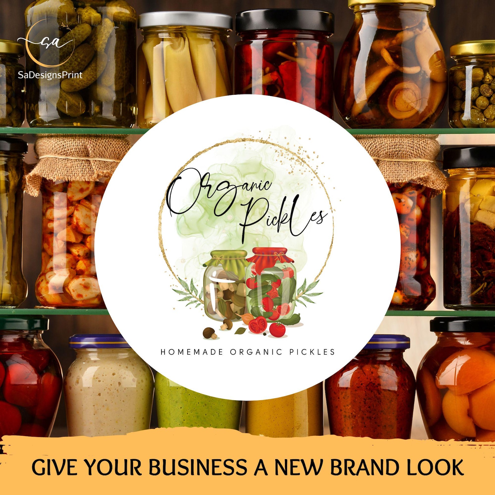 Pickles Logo Editable Watercolor Pickles Logo DIY Jam Pickles Business ...