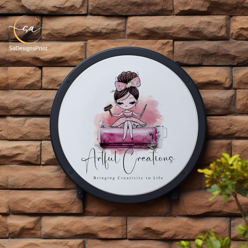 Editable Crafts Business Logo Watercolor Crafter Girl Logo Premade ...