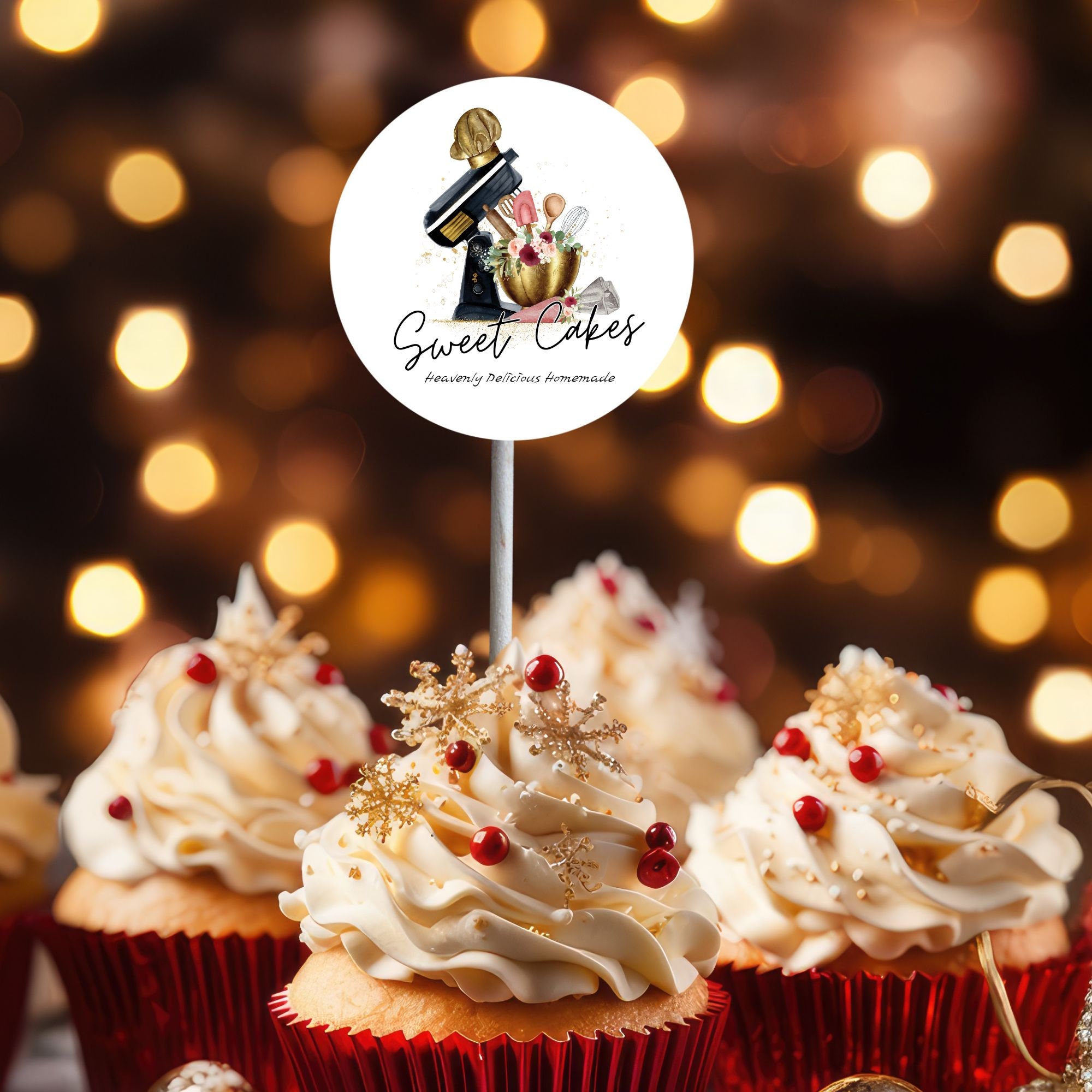 Editable Watercolor Baking Logo for Home Bakers DIY Bakery Logo for ...