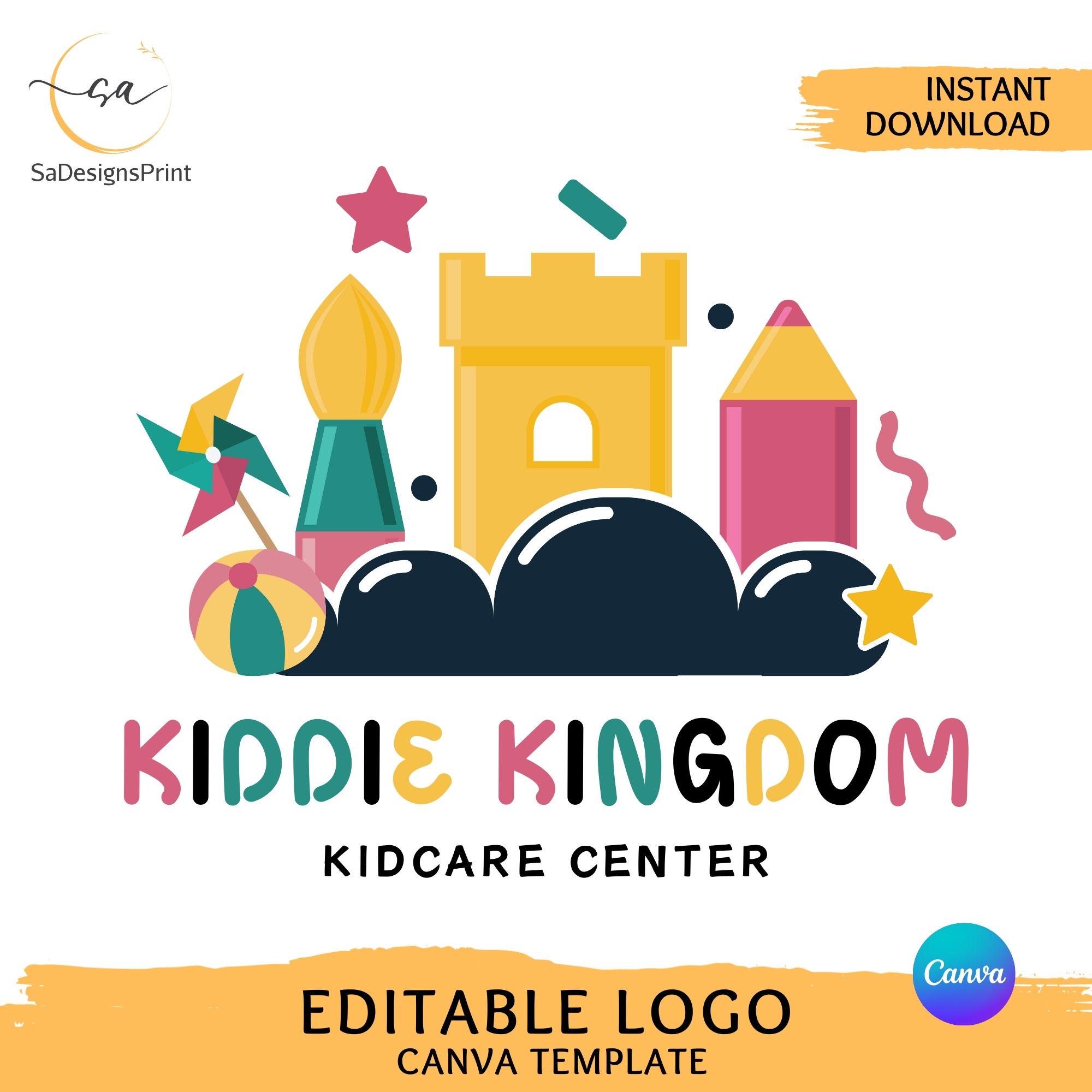 Editable Childcare Logo Kids Home Daycare Logo Preschool Logo With ...