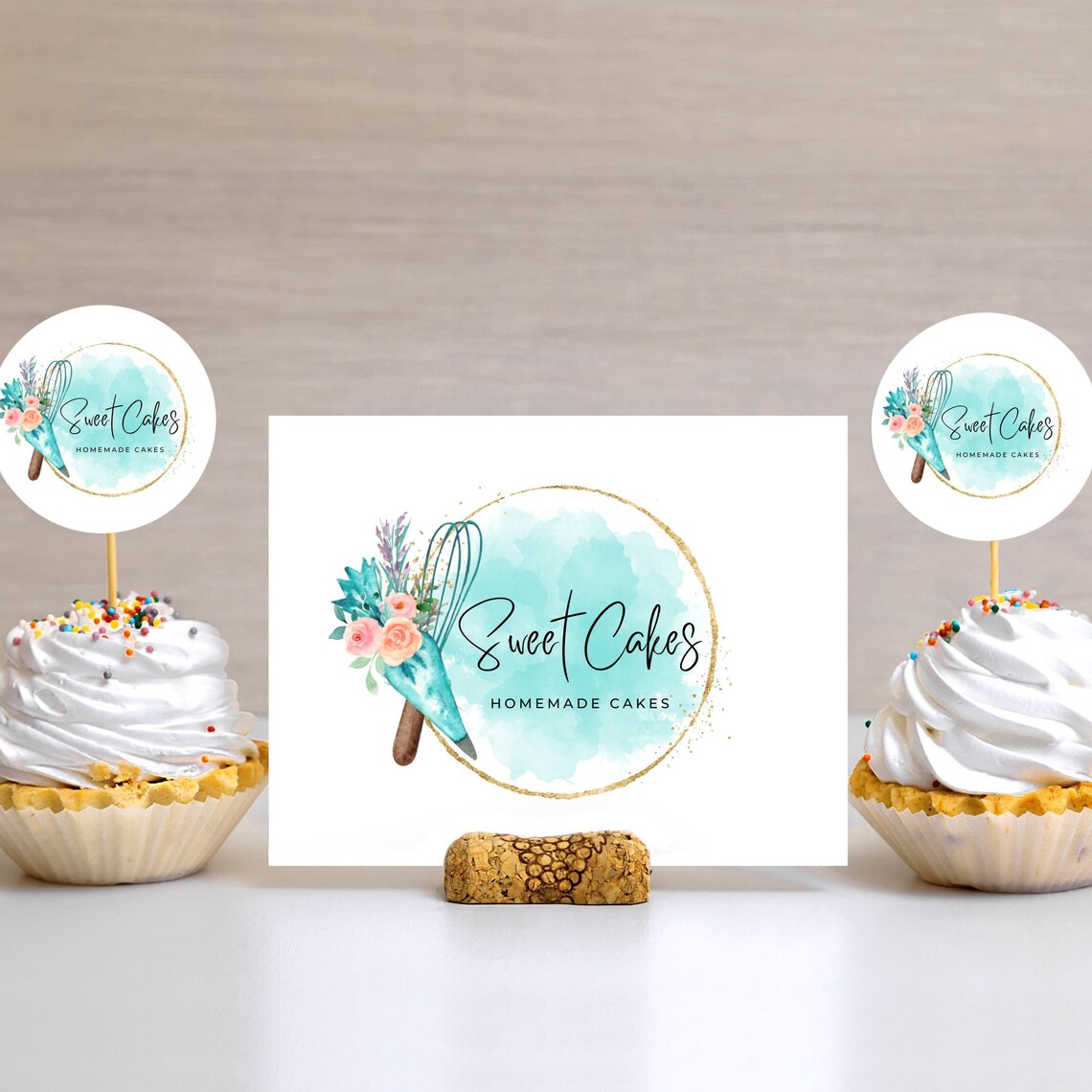 Editable Watercolor Baking Logo for Home Bakers DIY Bakery Logo for ...