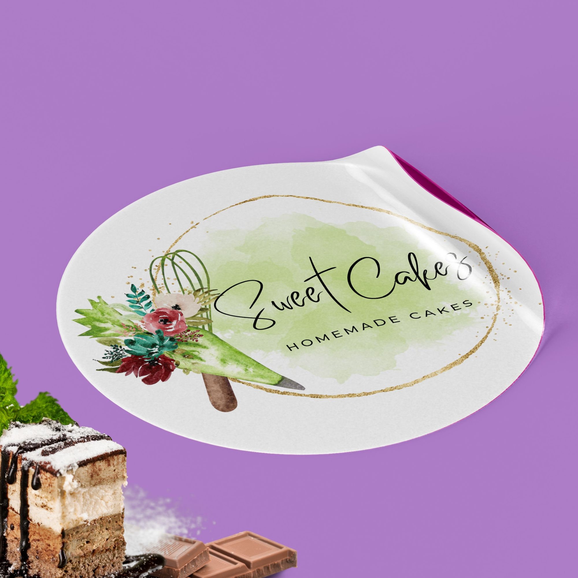 Editable Watercolor Baking Logo for Home Bakers DIY Bakery Logo for ...