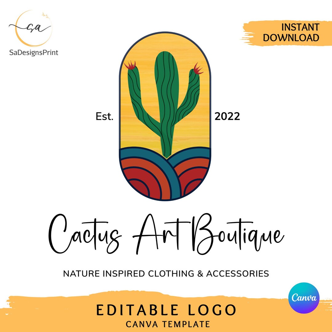 Boho Cactus Logo Design-premade Logo Boutique-jewelry Logo-cactus ...