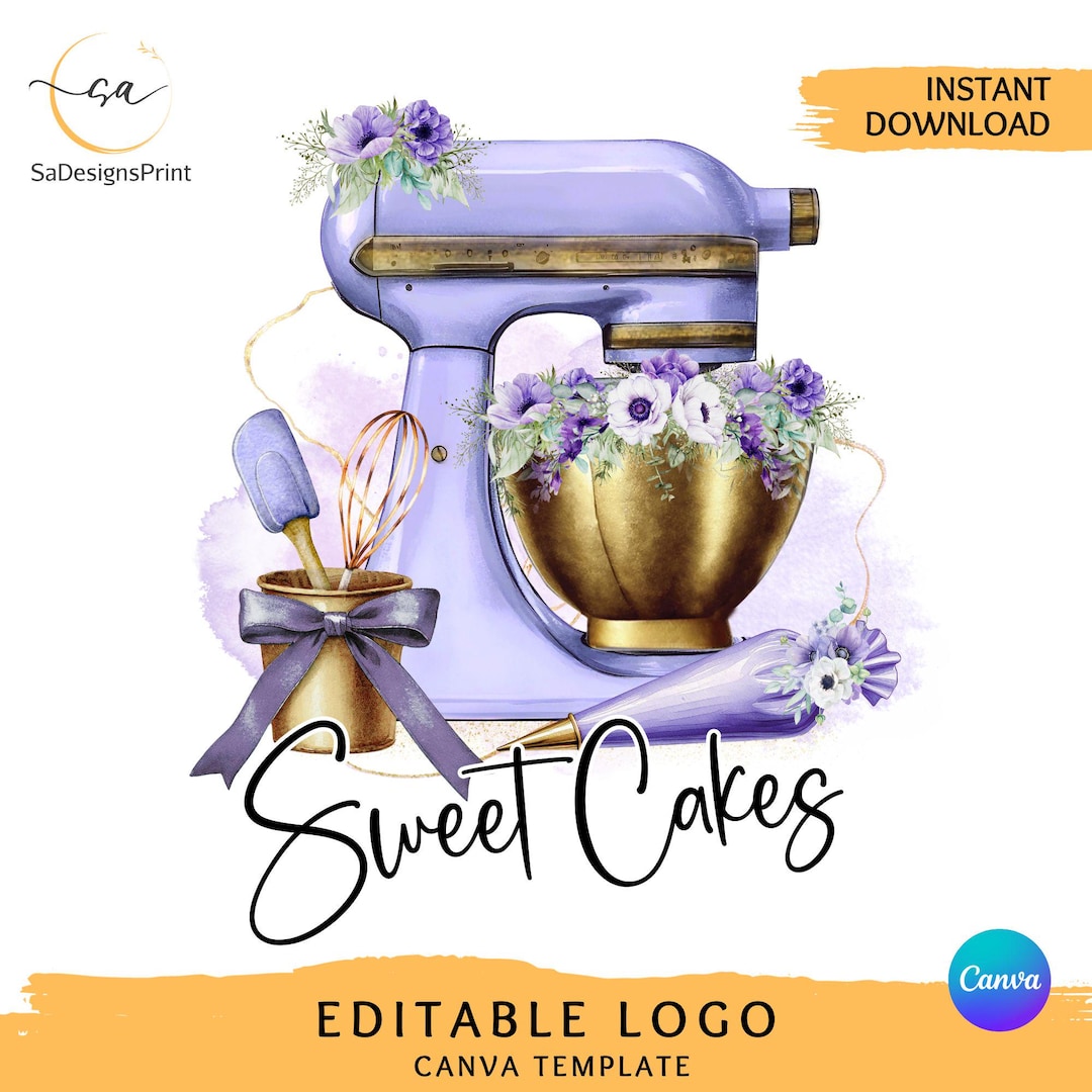 Editable Watercolor Baking Logo for Home Bakers DIY Bakery Business ...