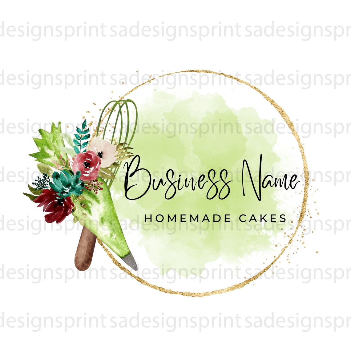Editable Watercolor Baking Logo for Home Bakers DIY Bakery Logo for ...