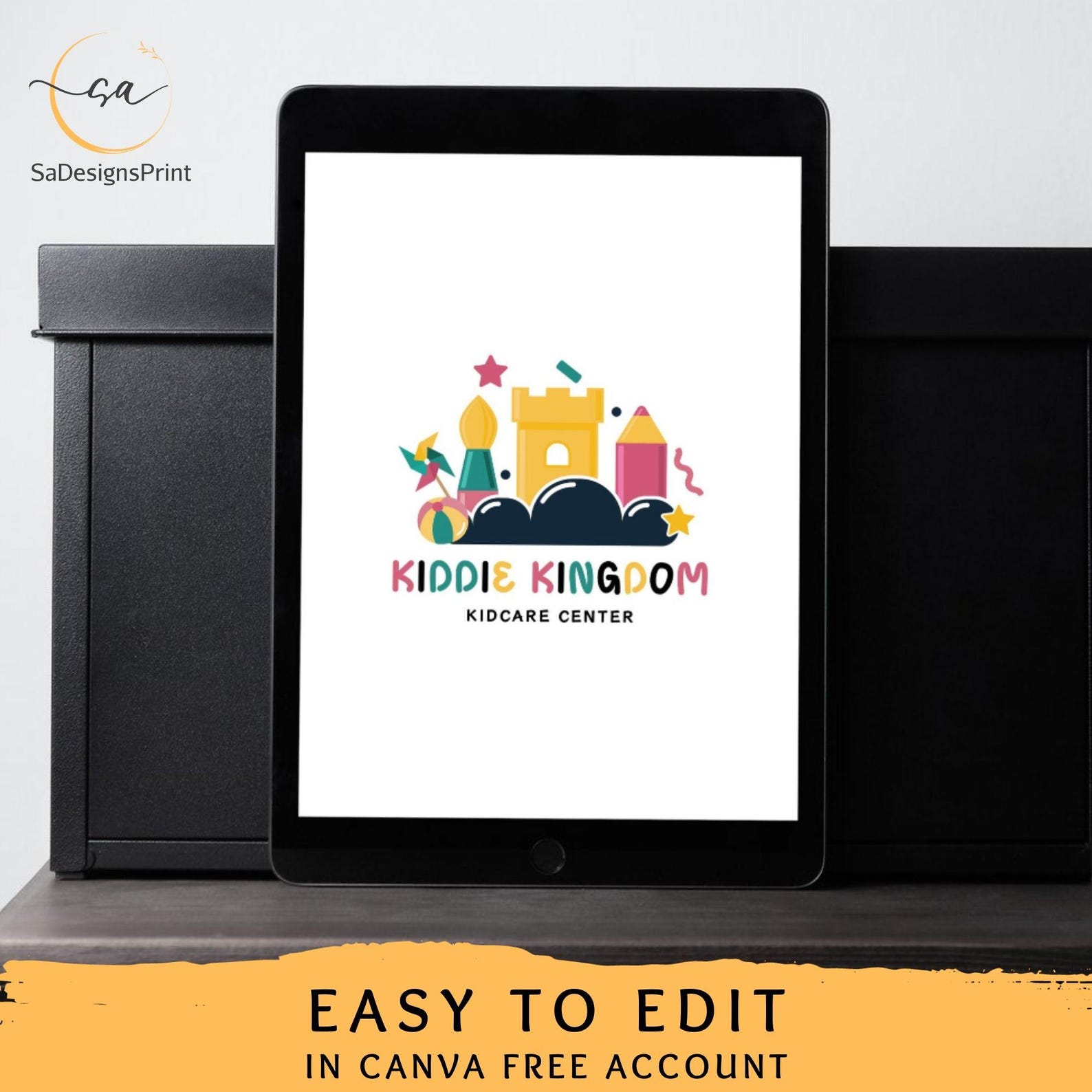 Editable Childcare Logo Kids Home Daycare Logo Preschool Logo With ...